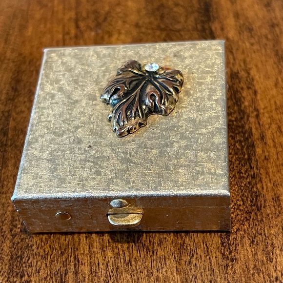 Storage & Organization | Vintage Pill Box Brass Ornate Leaf With Small ...